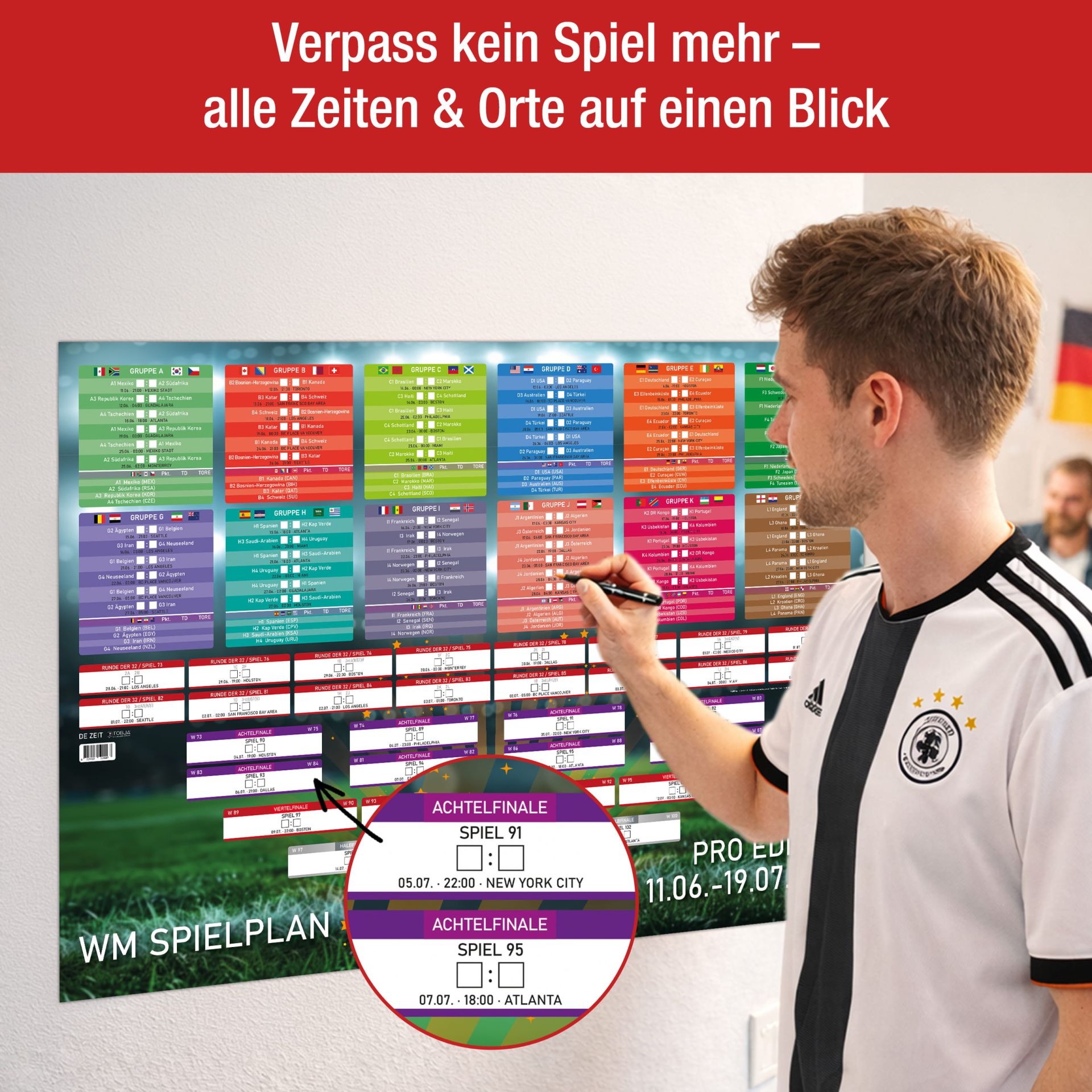 WM 2026 Spielplan DIN A1 – Fußball Poster zum Eintragen | TOBJA